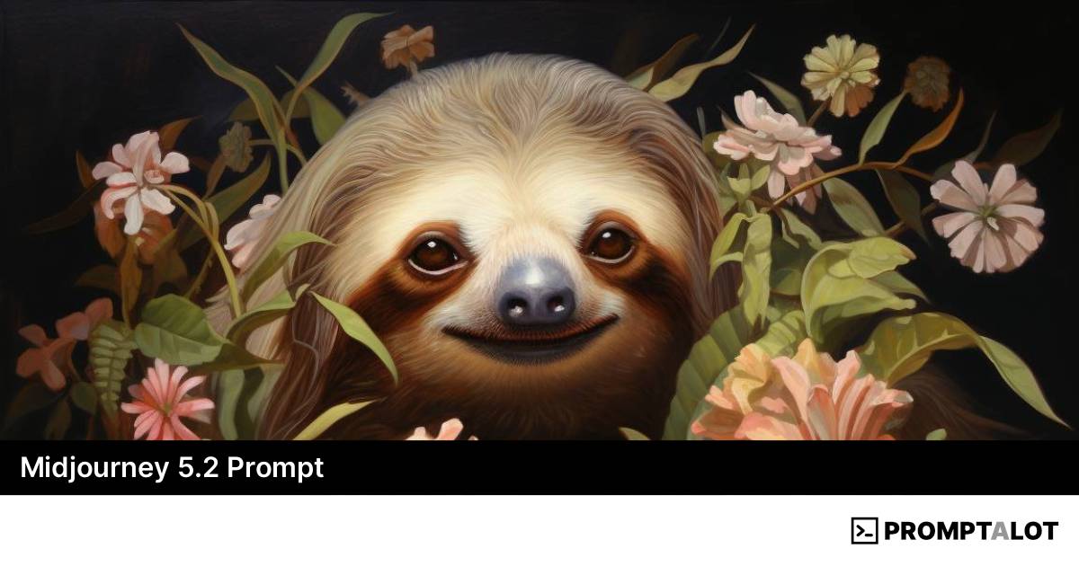 "Sloth Among Blossoms" Midjourney 5.2 Image [FULL PROMPT] – Promptalot