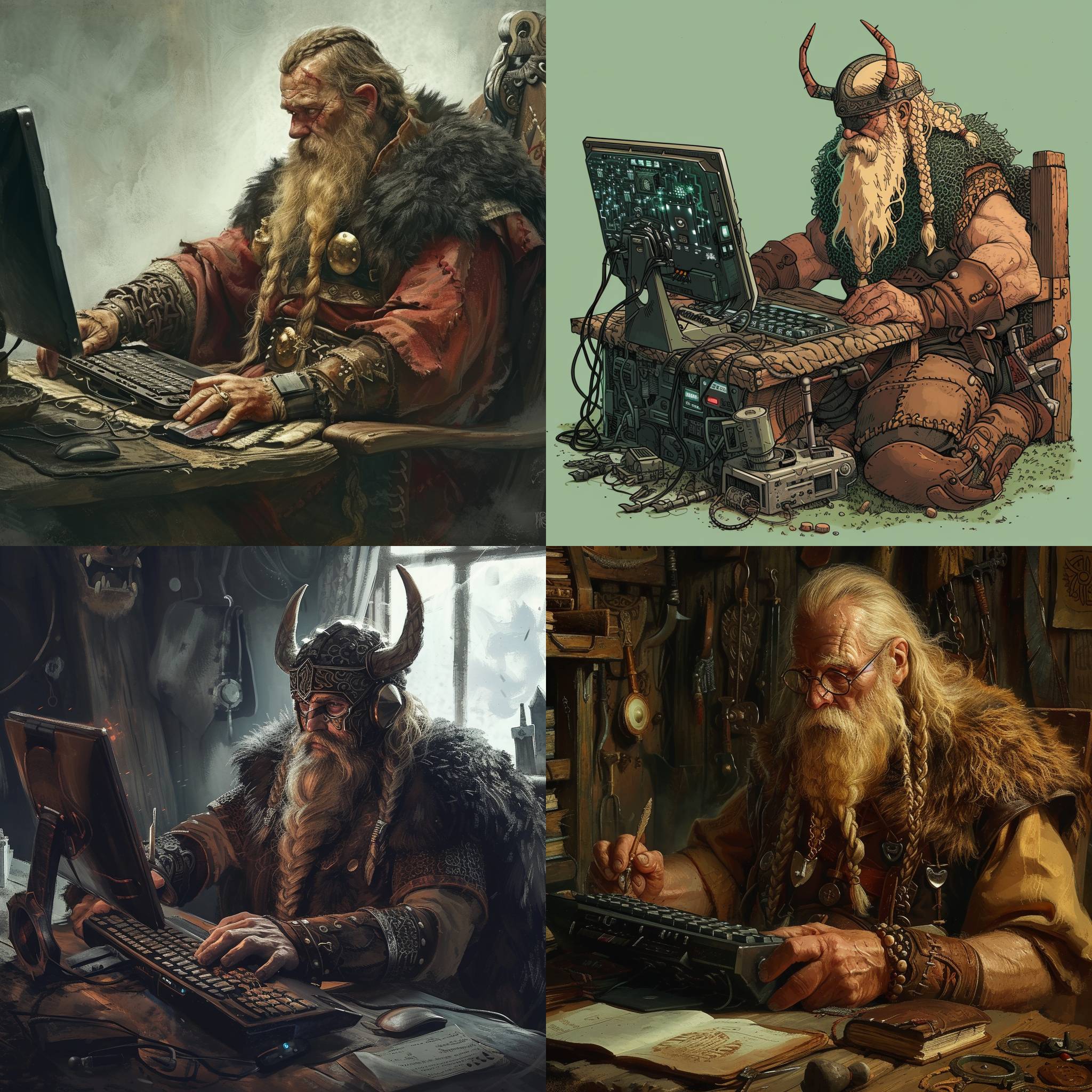 "Viking at a Computer" Midjourney 6 Prompt – Promptalot